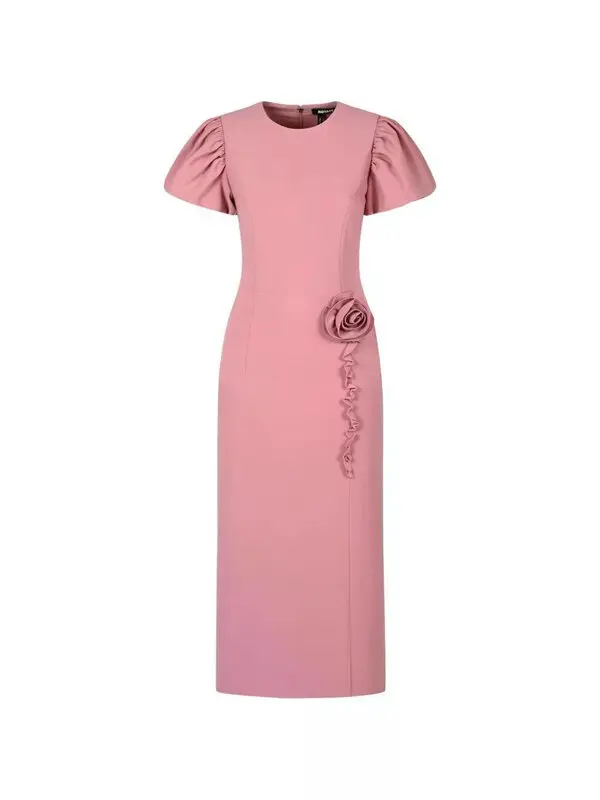 ROTATE BY BIRGER CHRISTENSEN Floral Appliqué Ruffled Midi Dress