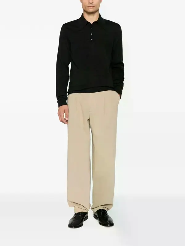 LEMAIRE Long-sleeve Polo Sweater - Black