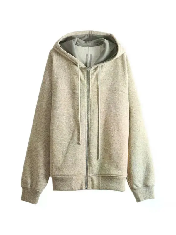 Rick Owens Zip-up Drawstring Hooded Jacket - Neutrals