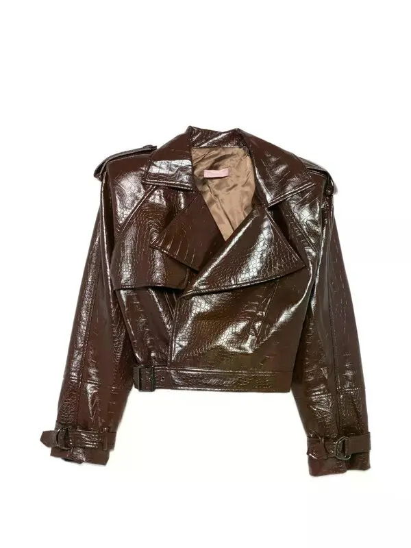 TWENTY FOURHAITCH Croc-effect Biker Jacket