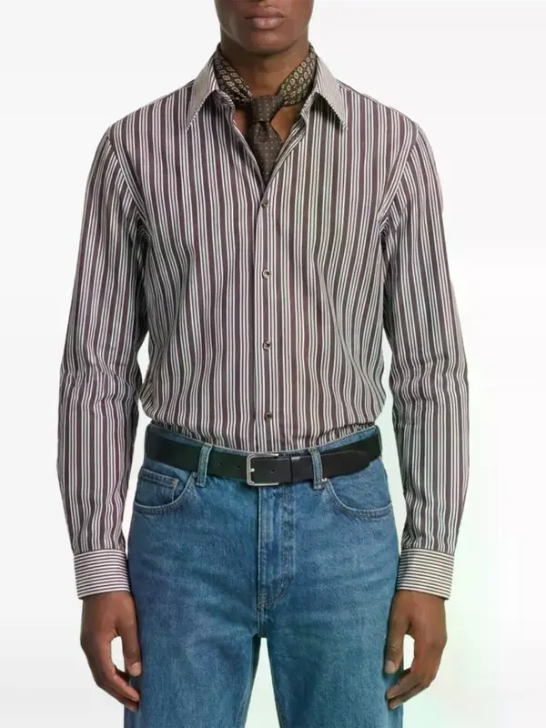 Saint Laurent Striped Winchester Shirt - Brown