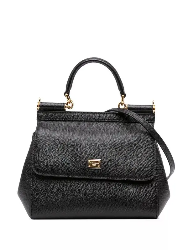 Dolce & Gabbana 2000-2026 Small Dauphine Calfskin Miss Sicily Satchel - Black