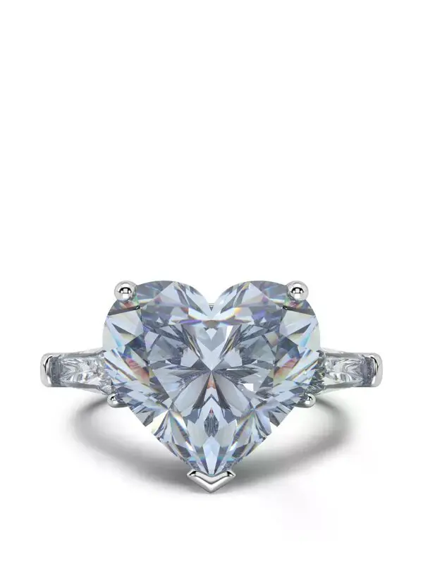 SOLO FOR DIAMONDS Heart-cut Diamond Ring With Baguette Accents - Silver