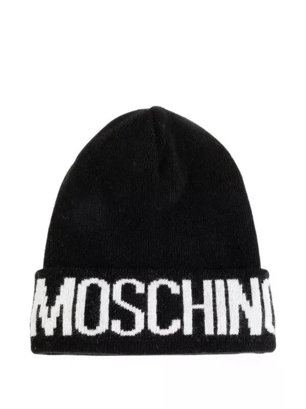 Moschino Intarsia Beanie Hat - Black