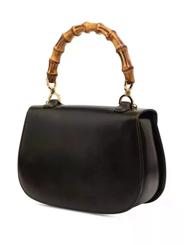 Gucci 20th Century Calfskin Bamboo Night Satchel - Black