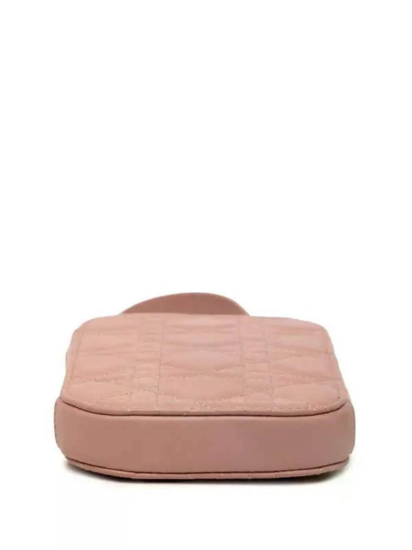 Dior 2023 Lambskin Cannage Lady Phone Holder Satchel - Pink