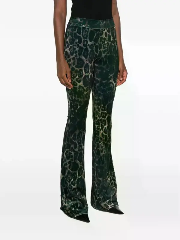 Just Cavalli Leopard-print Velvet-effect Flared Trousers