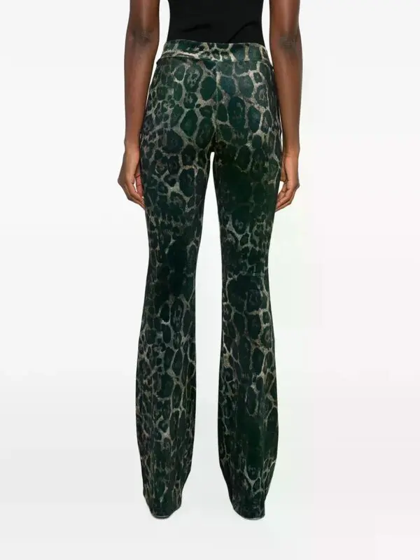 Just Cavalli Leopard-print Velvet-effect Flared Trousers