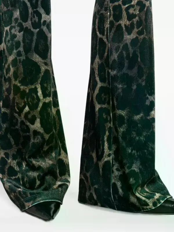 Just Cavalli Leopard-print Velvet-effect Flared Trousers