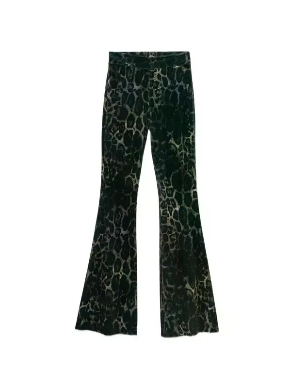 Just Cavalli Leopard-print Velvet-effect Flared Trousers