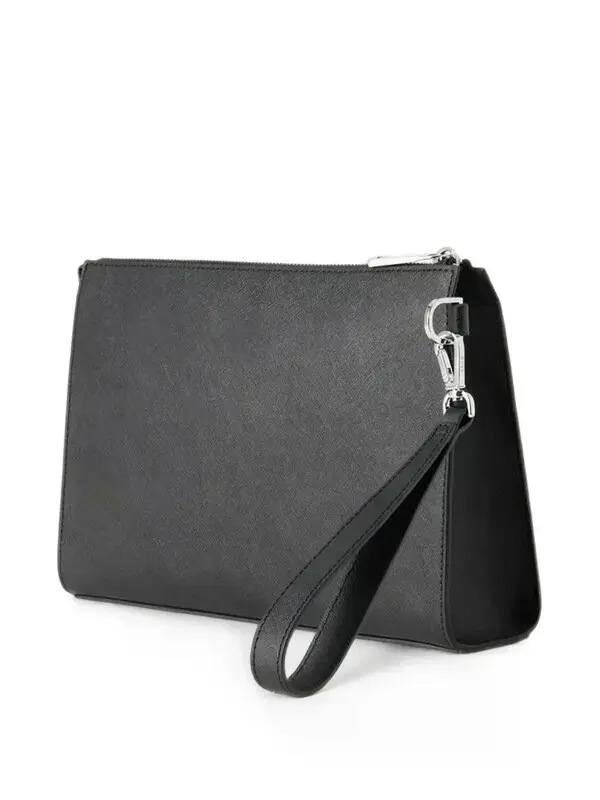 BOSS Logo-plaque Leather Clutch Bag