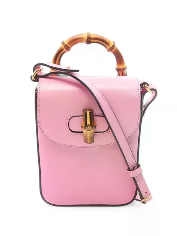 Gucci 2010s Bamboo Turn-lock Shoulder Bag - Pink