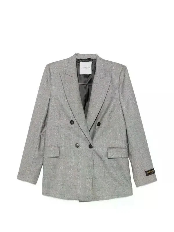 ERMANNO FIRENZE Prince Of Wales Check Double-breasted Jacket - Grey