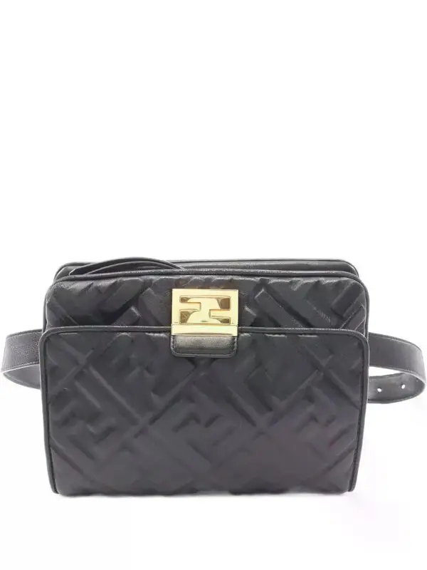Fendi 2000s Ff Embossed Belt Bag - Black