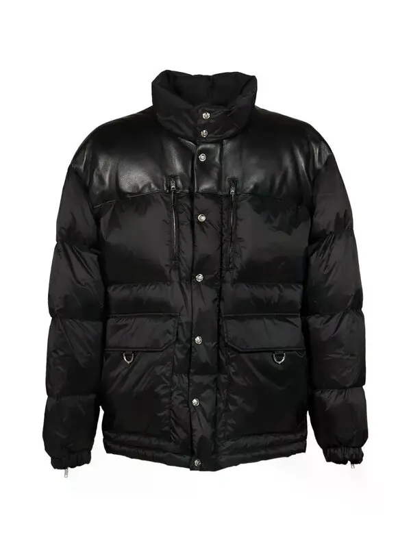 MASTERMIND WORLD Quilted Down Jacket With Leather Paneling - Black