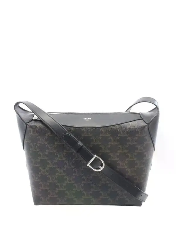 Celine 2020-2026 Triomphe Coated Canvas Harry Bag Shoulder Bag - Black