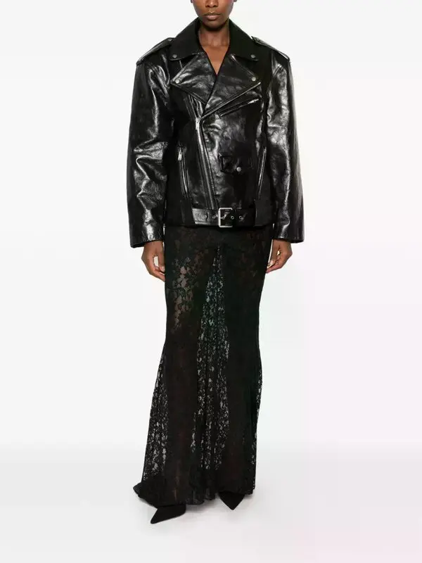 Saint Laurent Grained Leather Biker Jacket - Black