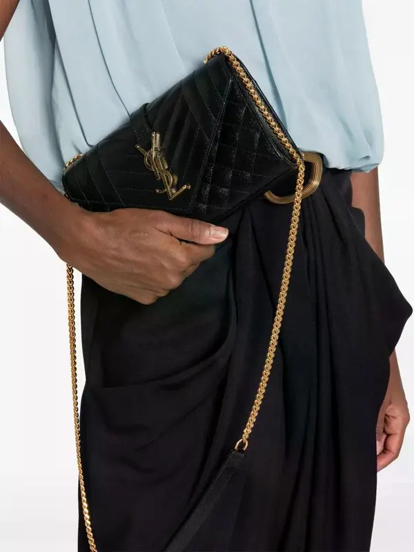 Saint Laurent Envelope Quilted Leather Crossbody Bag