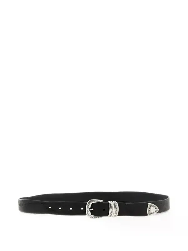 ZERBINI CLAUDIO Aged Engraved Leather Belt