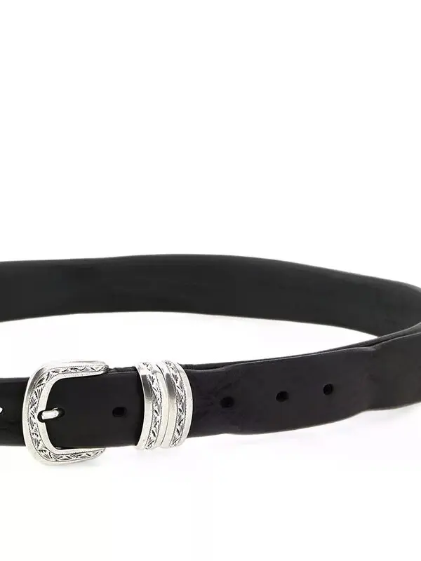 ZERBINI CLAUDIO Aged Engraved Leather Belt