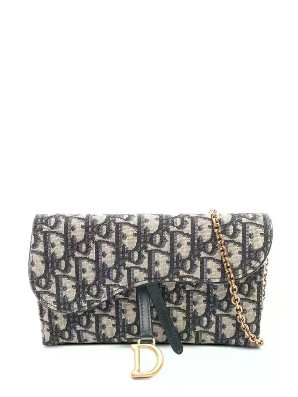 Dior Saddle Oblique Jacquard Canvas Crossbody Bag - Blue