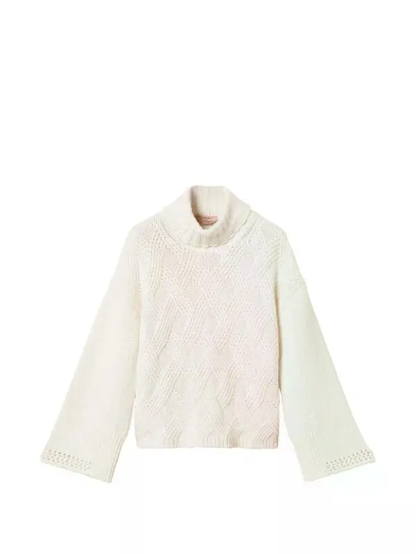 TWINSET Wool-blend Turtleneck Jumper With Criss-cross Pattern
