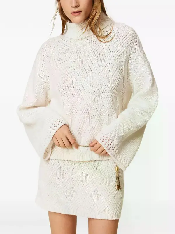 TWINSET Wool-blend Turtleneck Jumper With Criss-cross Pattern