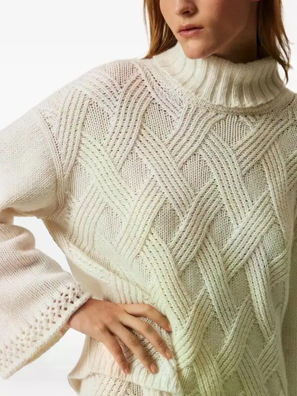 TWINSET Wool-blend Turtleneck Jumper With Criss-cross Pattern