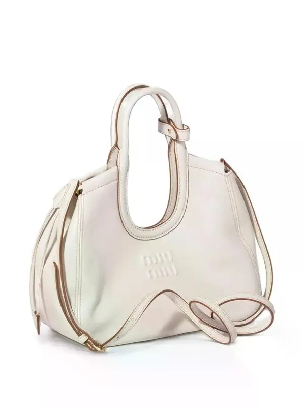 Miu Miu Ivy Nappa Leather Tote Bag - White