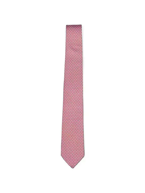 FERRAGAMO Gancini Silk Neck Tie - Red