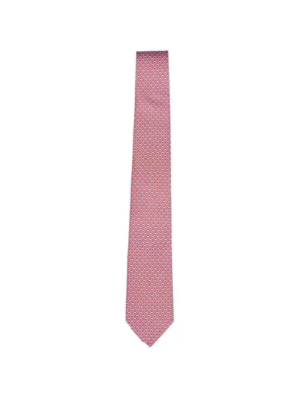FERRAGAMO Gancini Silk Neck Tie - Red