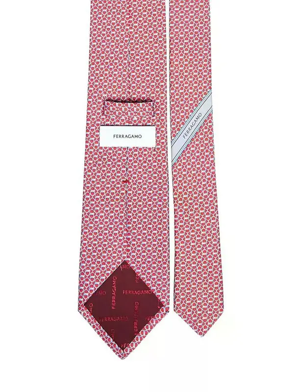 FERRAGAMO Gancini Silk Neck Tie - Red