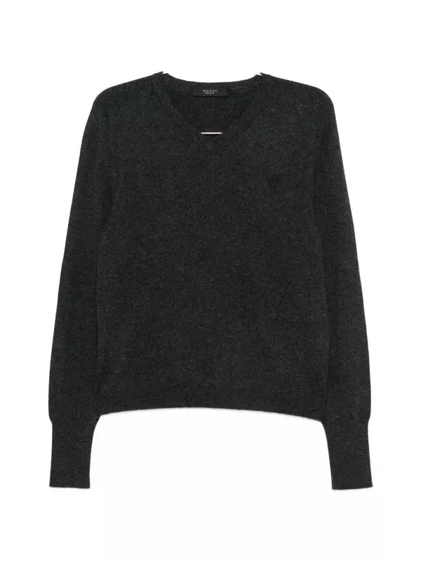 Gucci V-neck Logo-embroidered Sweater - Grey