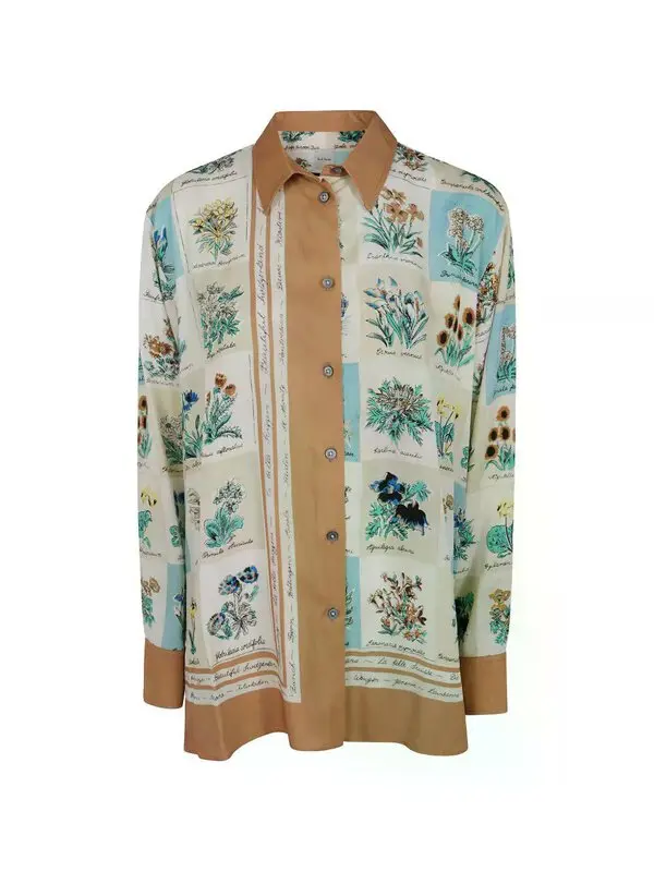 Paul Smith Floral Scarf Print Viscose Shirt - Neutrals
