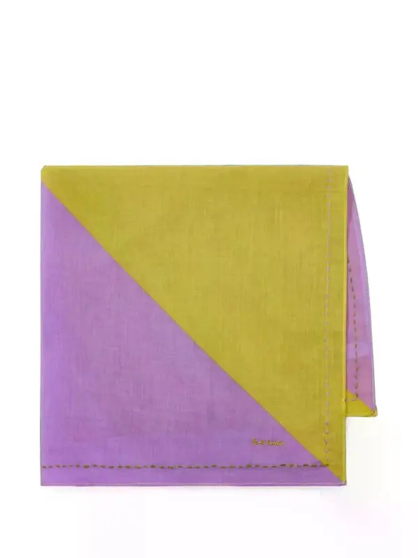 Paul Smith Colour-block Contrast-stitch Scarf - Yellow