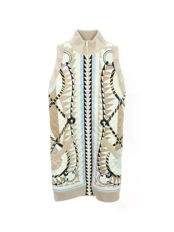 Hermès 2010s Scarf-print Down Gilet - Neutrals