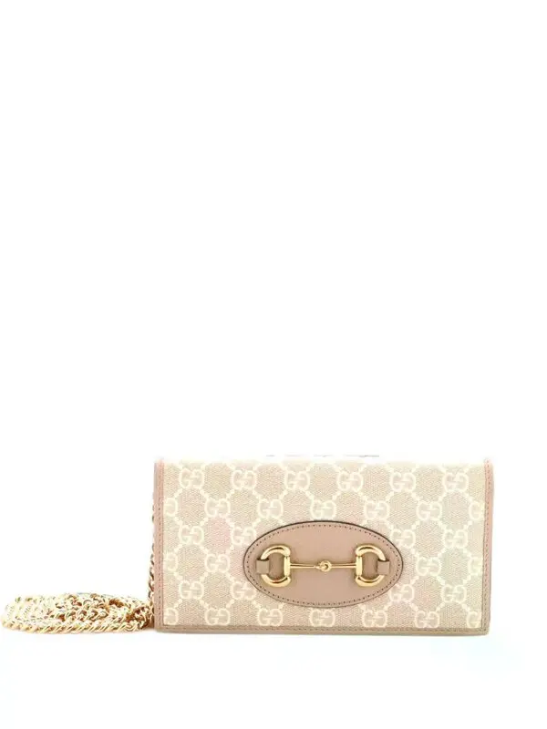 Gucci Horsebit 1955 Chain Wallet Gg Coated Canvas Crossbody Bag - Neutrals