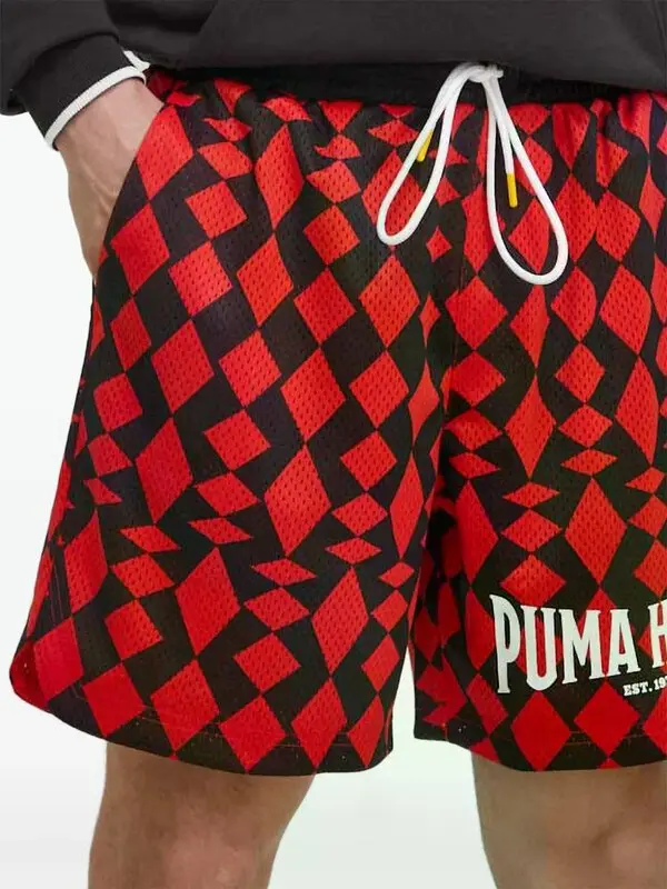 PUMA Hoops Diamond-print Track Shorts