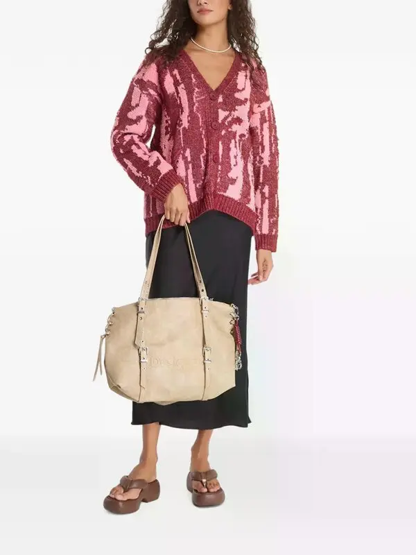 Desigual Distressed Jacquard-knit Cardigan