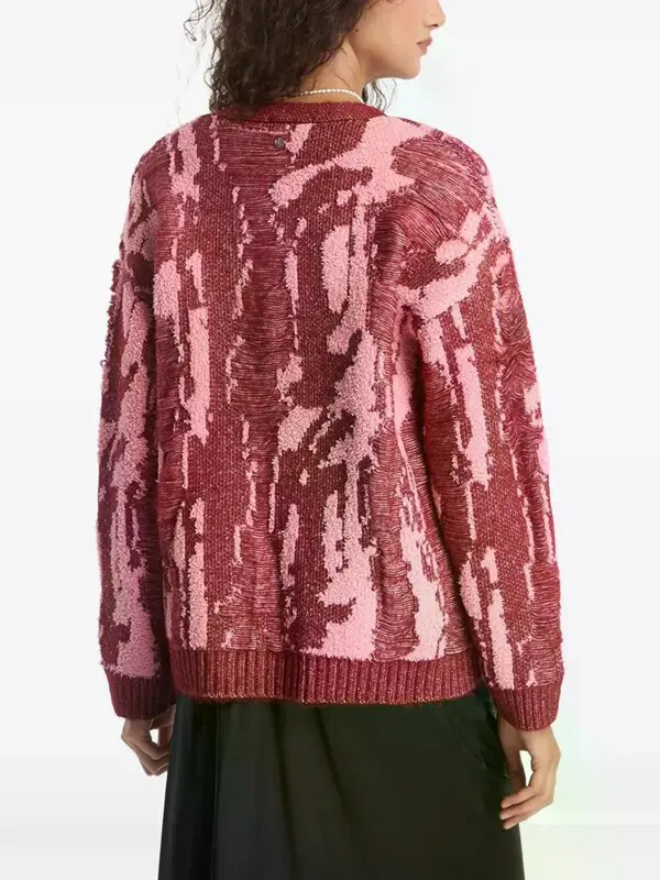 Desigual Distressed Jacquard-knit Cardigan