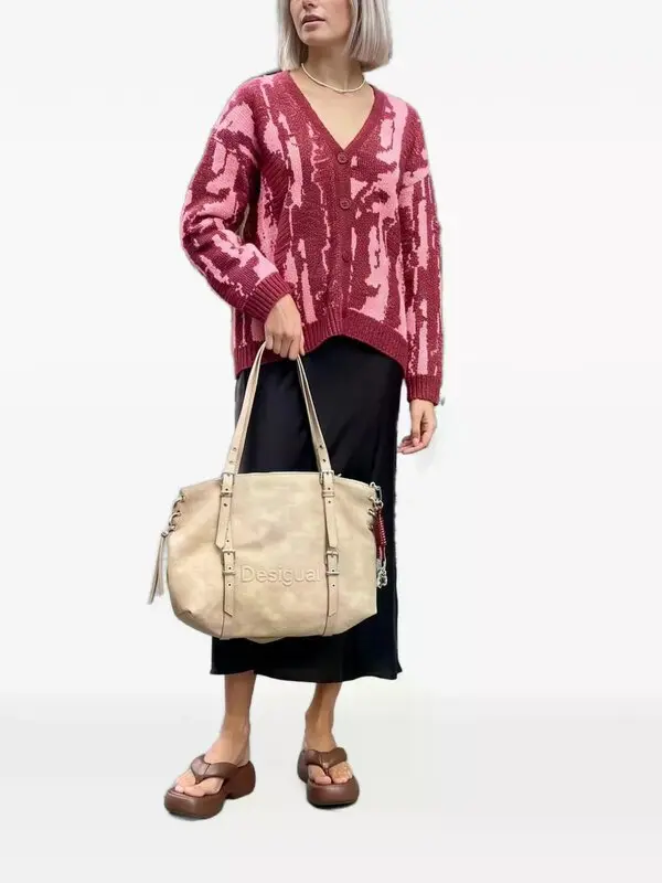 Desigual Distressed Jacquard-knit Cardigan