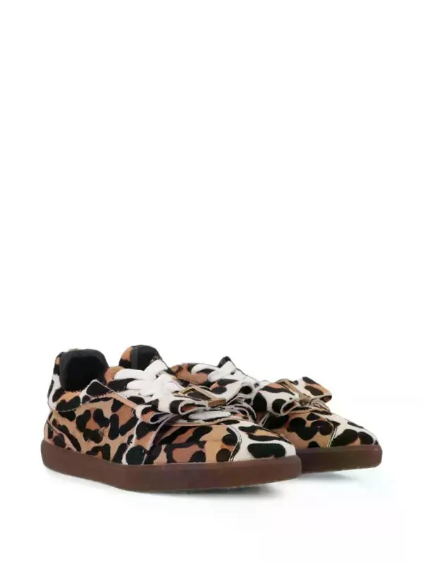 TOD'S Leopard-print Pony Hair Sneakers With Bow Detailing