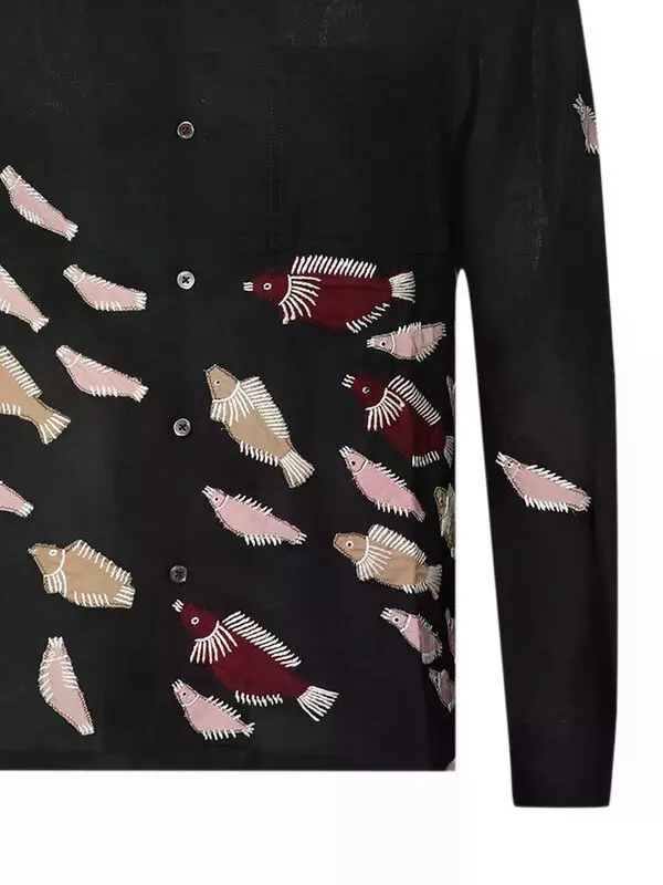 BAZISZT Marine Fish-appliqué Shirt