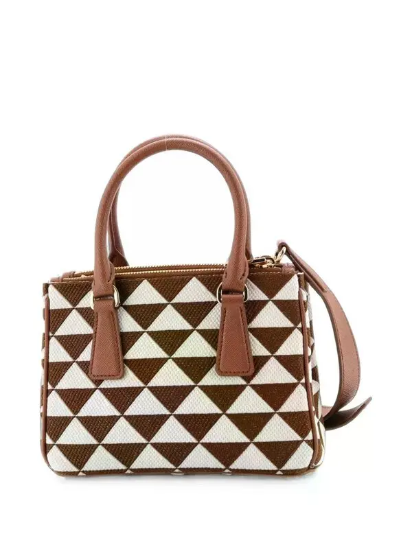 Prada Galleria Double Zip Printed Fabric Mini Tote Bag