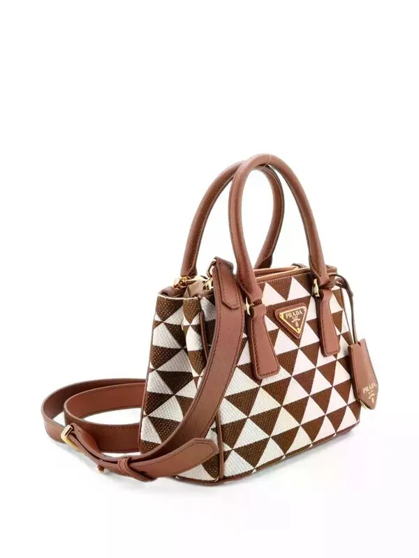 Prada Galleria Double Zip Printed Fabric Mini Tote Bag