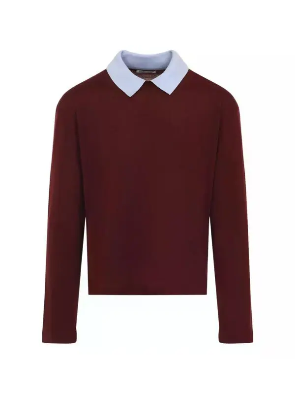 JIL SANDER Contrast-collar Polo Shirt - Red