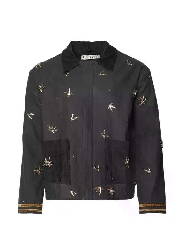 BAZISZT Plomb Bead-embellished Corduroy Jacket - Grey