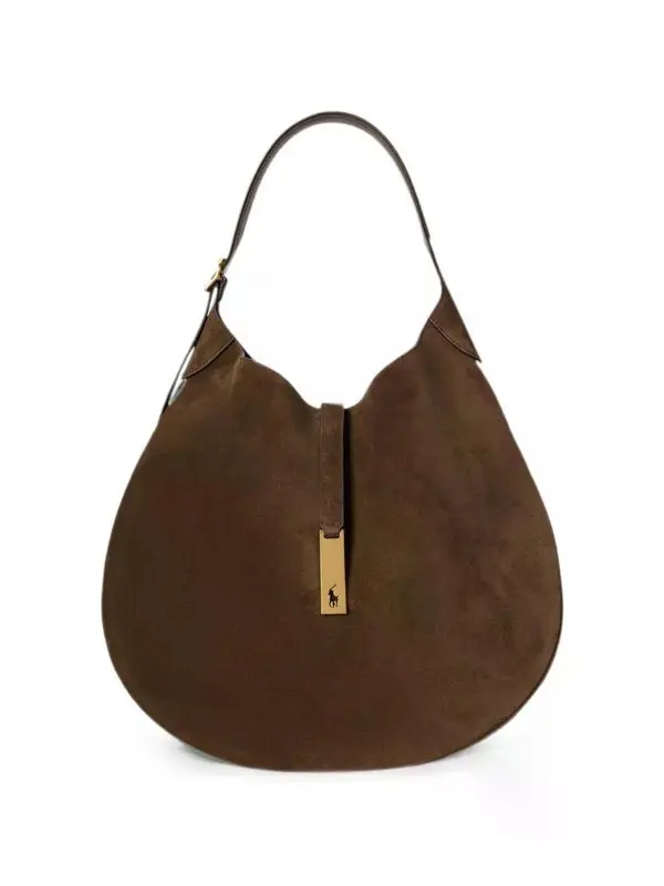 Polo Ralph Lauren Large Polo Id Suede Shoulder Bag - Brown