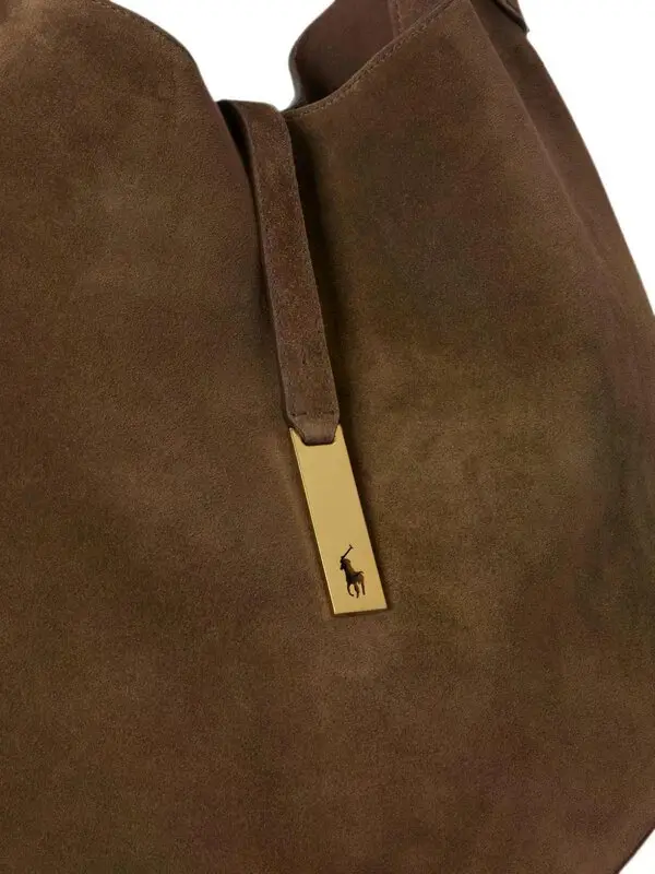 Polo Ralph Lauren Large Polo Id Suede Shoulder Bag