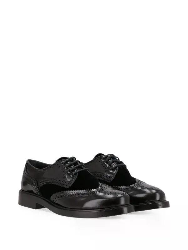TOD'S Brogue-detail Panelled Derby Shoes - Black